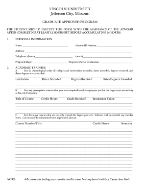 Fillable Online LINCOLN UNIVERSITY GAP FORM.doc Fax Email Print - pdfFiller
