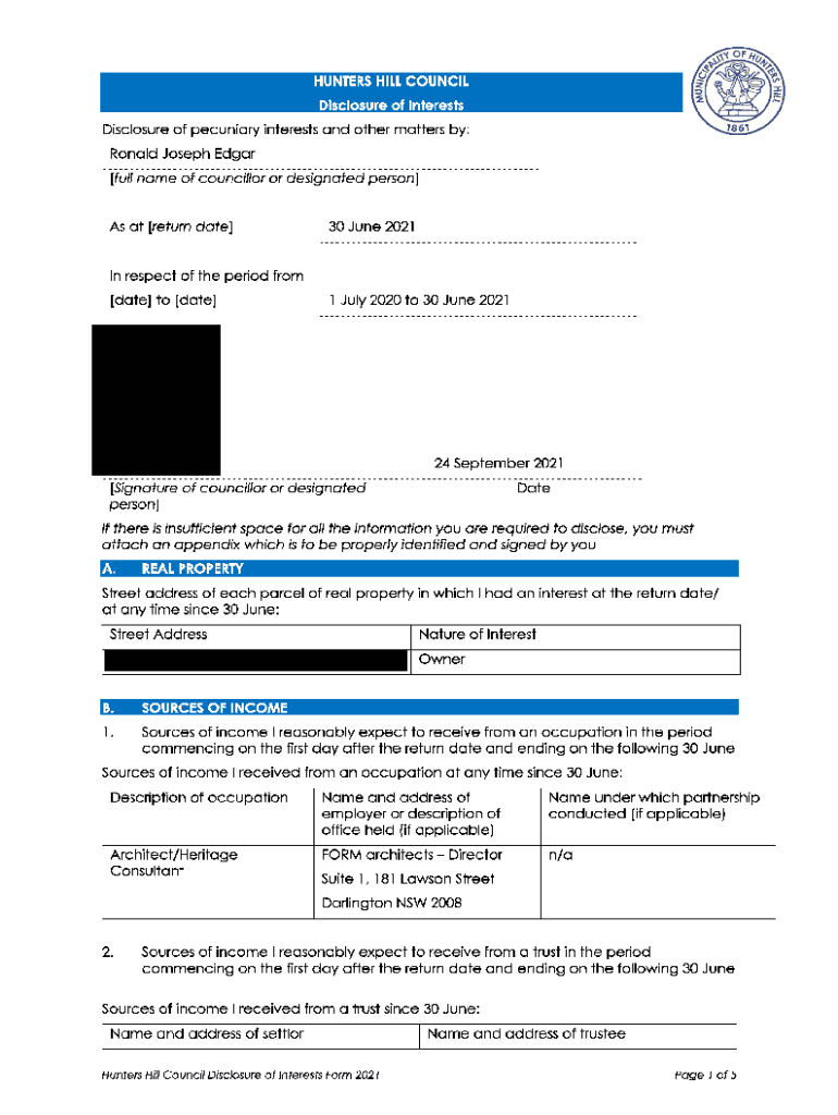 Fillable Online 210924 Disclosure of Interests Form (signed) Fax Email ...