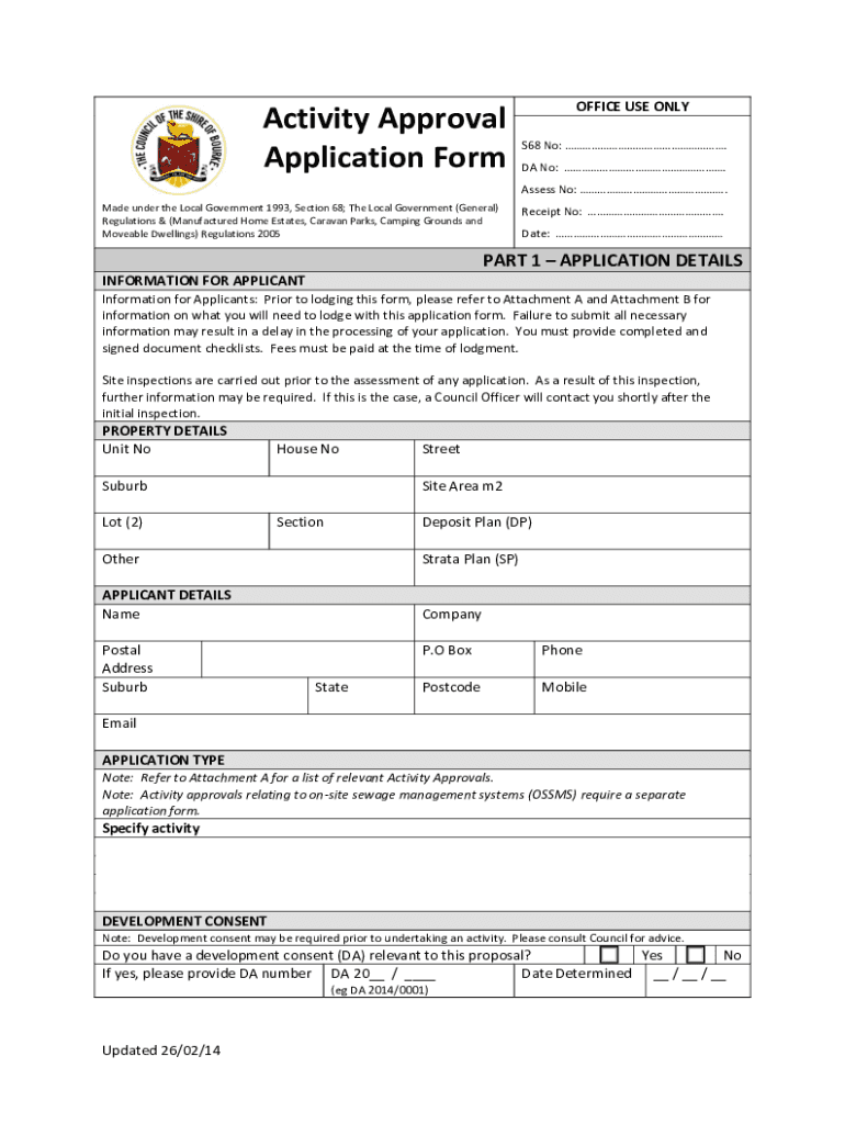 Fillable Online Activity Approval Application Form Fax Email Print - pdfFiller