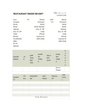 Fillable Online RESTAURANT ORDER RECEIPT - ppt download Fax Email Print ...