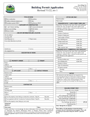 Fillable Online Building Permit Application, eff 7-1-2022 (rev 7-29 ...