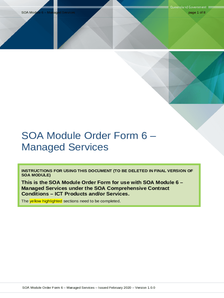 SOA Module Order 6Managed Services Doc Template | pdfFiller