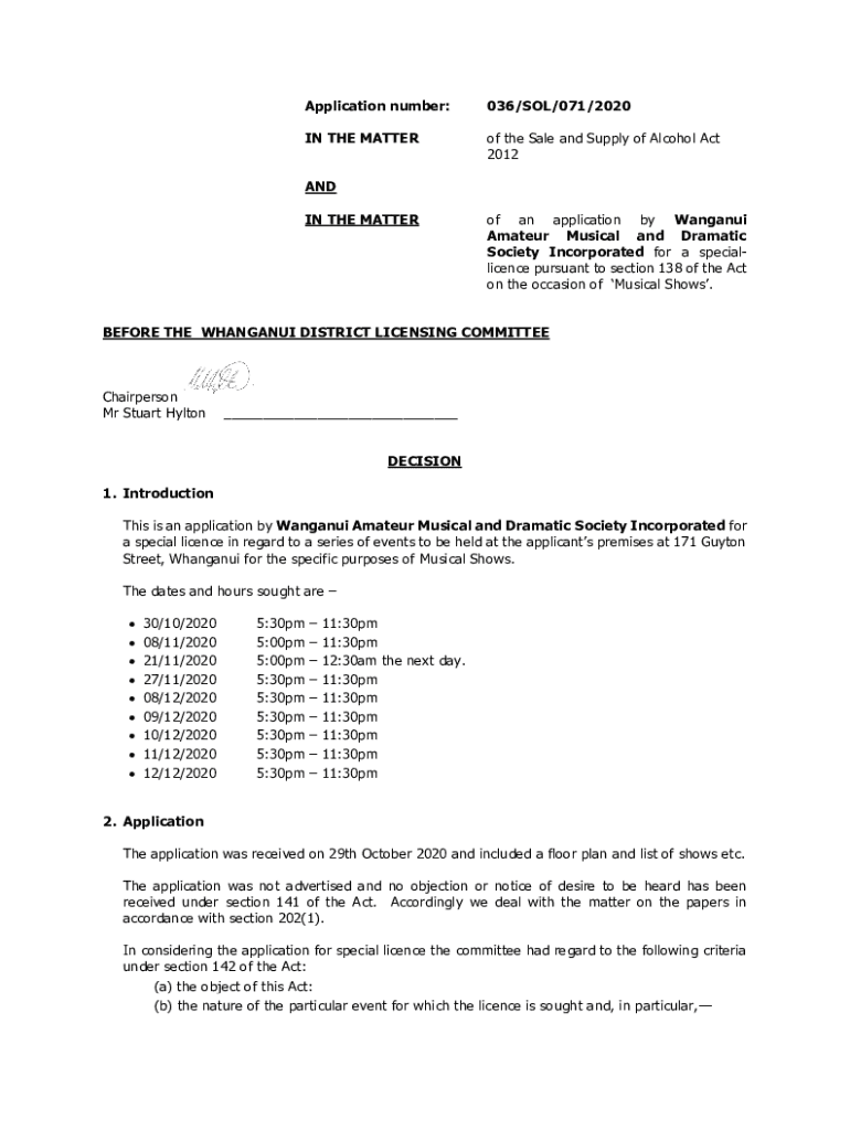 Fillable Online Application number: 036/SOL/071/2020 IN THE MATTER ...