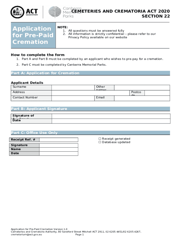 Application-for-Pre-Paid-Cremation. ... Doc Template | pdfFiller
