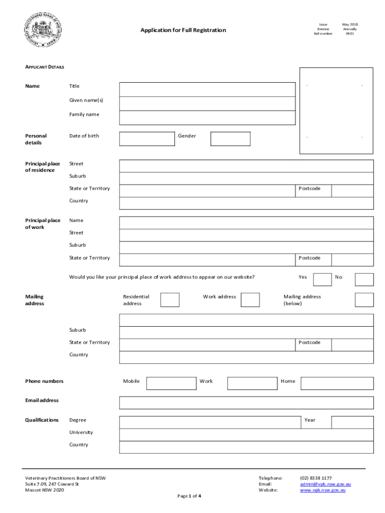 Fillable Online Application for Veterinary Hospital Licence Fax Email ...