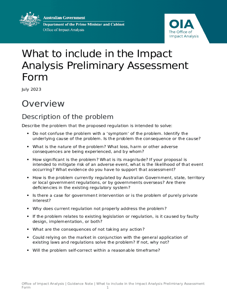 What to include in the Impact Analysis Preliminary Assessment Doc ...