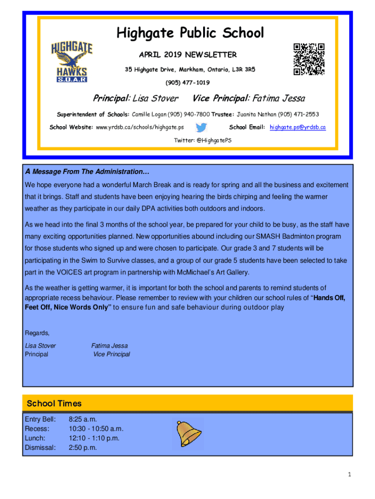 Fillable Online Highgate Public School Fax Email Print - pdfFiller