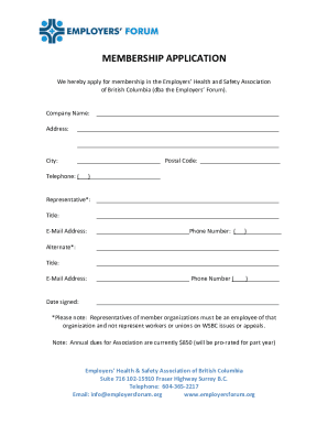 Fillable Online We hereby apply for membership in the Employers Health ...
