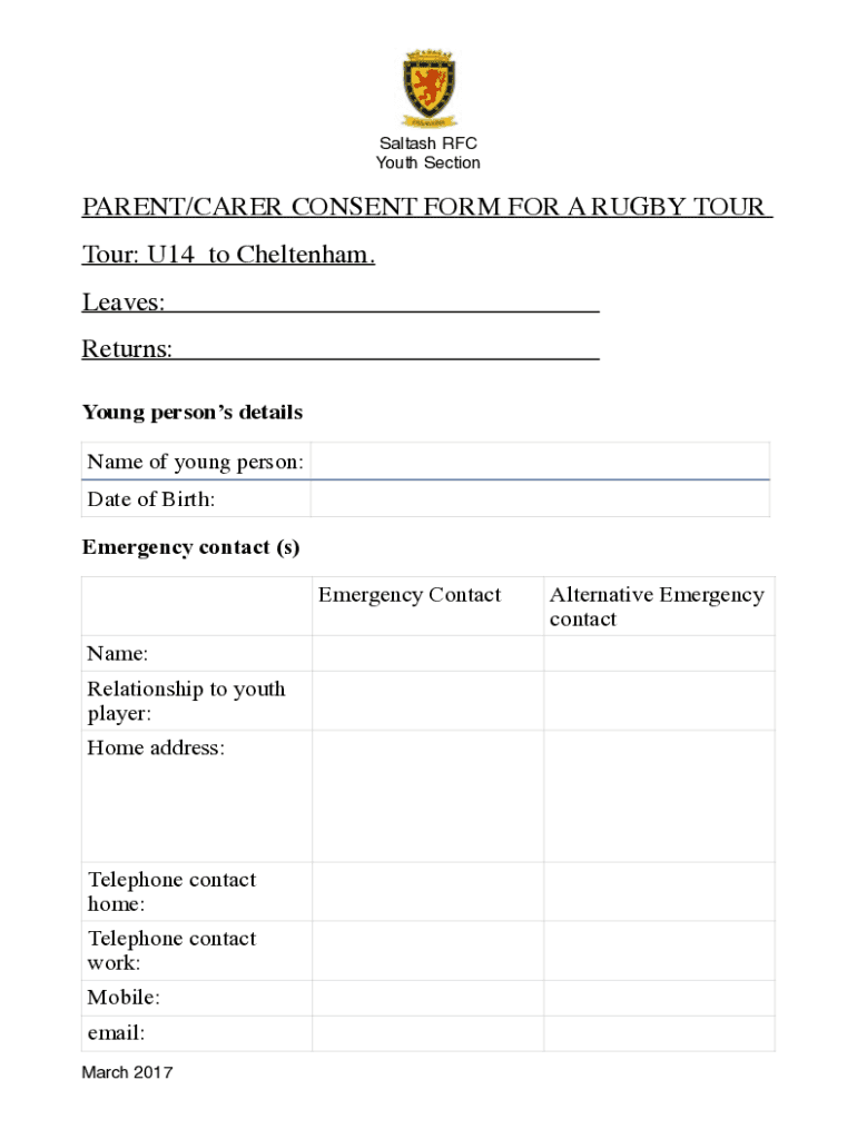 Fillable Online PARENTAL/CARER CONSENT FORM FOR YOUTH ... Fax Email ...