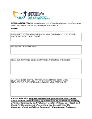 NOMINATION for position of Co-chair of the ... Doc Template | pdfFiller