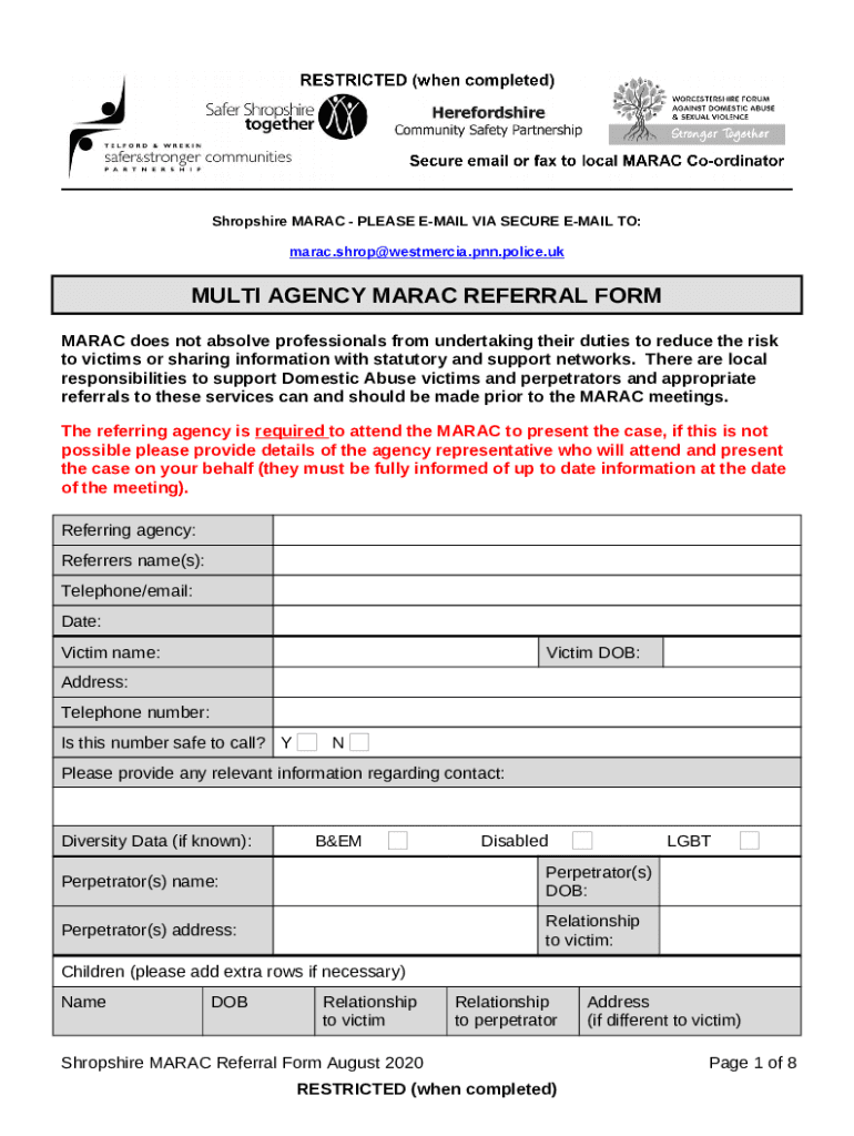 multi agency marac referral Doc Template | pdfFiller