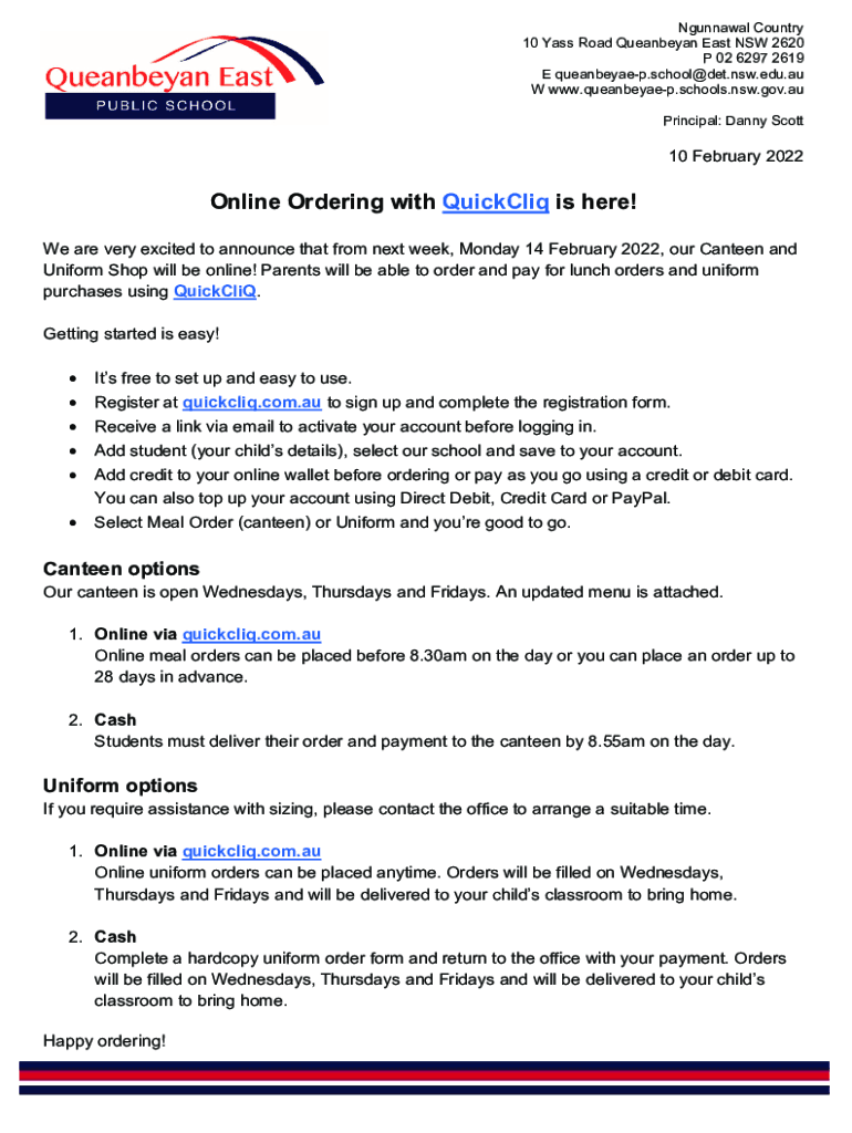 Fillable Online Online Ordering with QuickCliq is here! Fax Email Print - pdfFiller