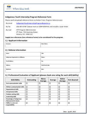 Fillable Online Indigenous Youth Internship Program Reference Form Fax ...
