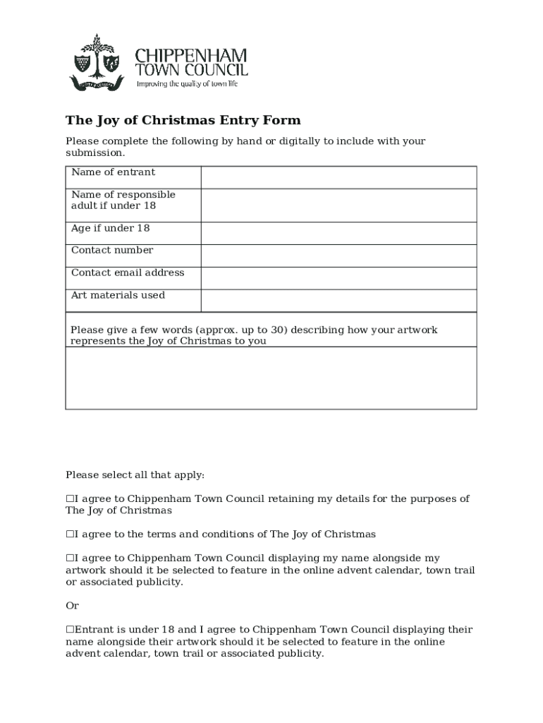 Christmas Giveaway Entry Template Doc Template | pdfFiller