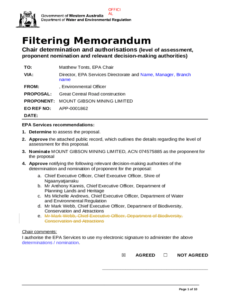 Chair determination and authorisations (level of assessment ... Doc Template | pdfFiller