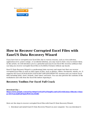 Fillable Online How to Recover Corrupted Excel Files with EaseUS Data ...