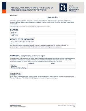 Application to enlarge the scope of proceedings (Return to Work). P30 ...