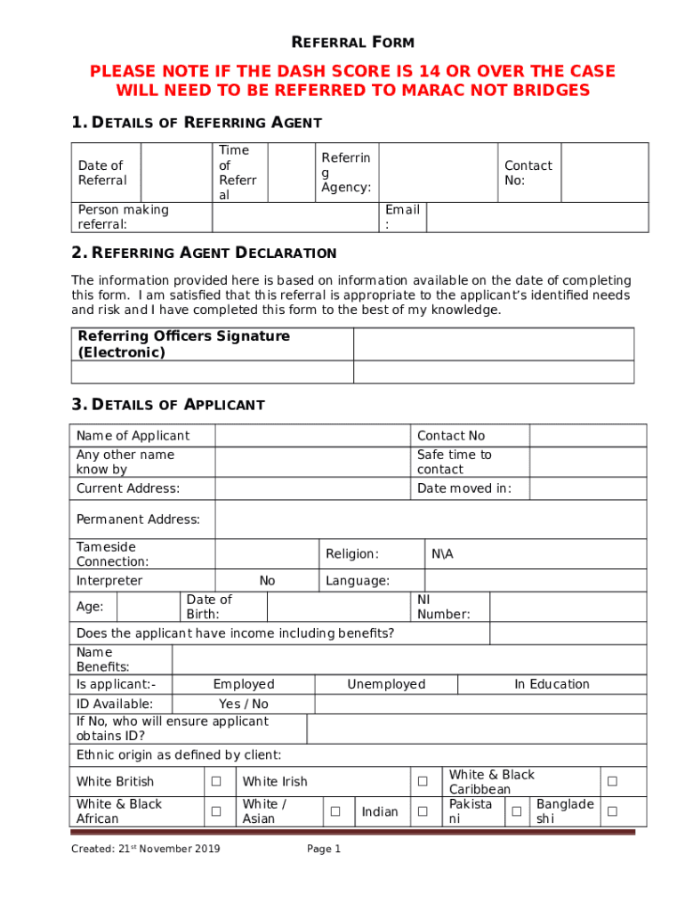 Bridges Referral Doc Template | pdfFiller