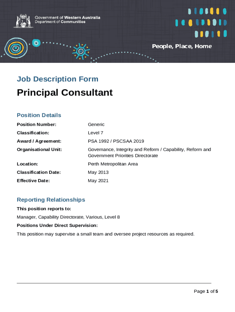 Job Description Principal Consultant Position Details Doc Template ...
