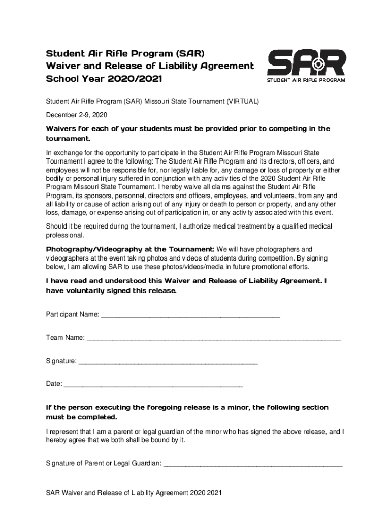 Fillable Online Student Air Rifle Program-SAR - Thanks to Billings ...