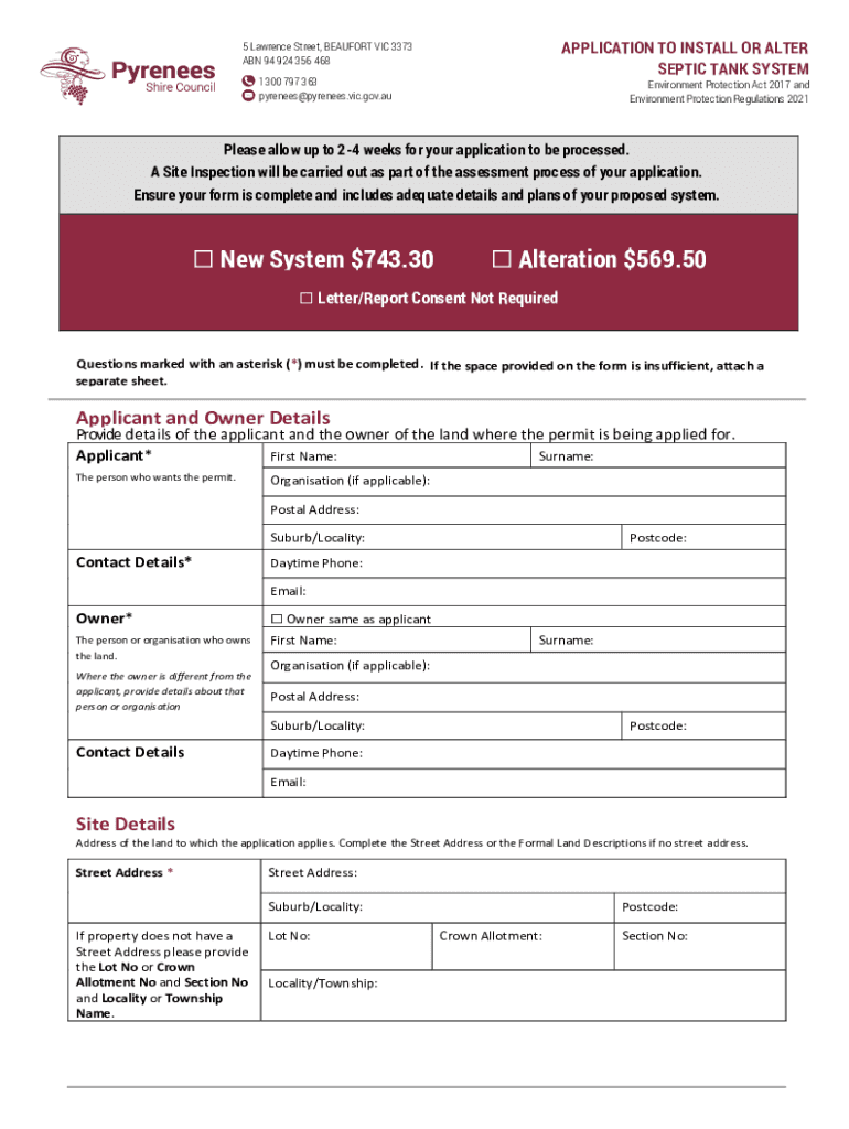 Fillable Online Apply for Septic Tank Permit Fax Email Print - pdfFiller
