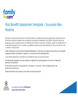 Risk Benefit Assessment template - Excursion Non Routine. to assess ...