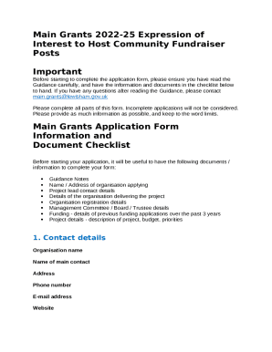 Main Grants 2022-25 Expression of Interest to Host Community Fundraiser Posts Doc Template ...