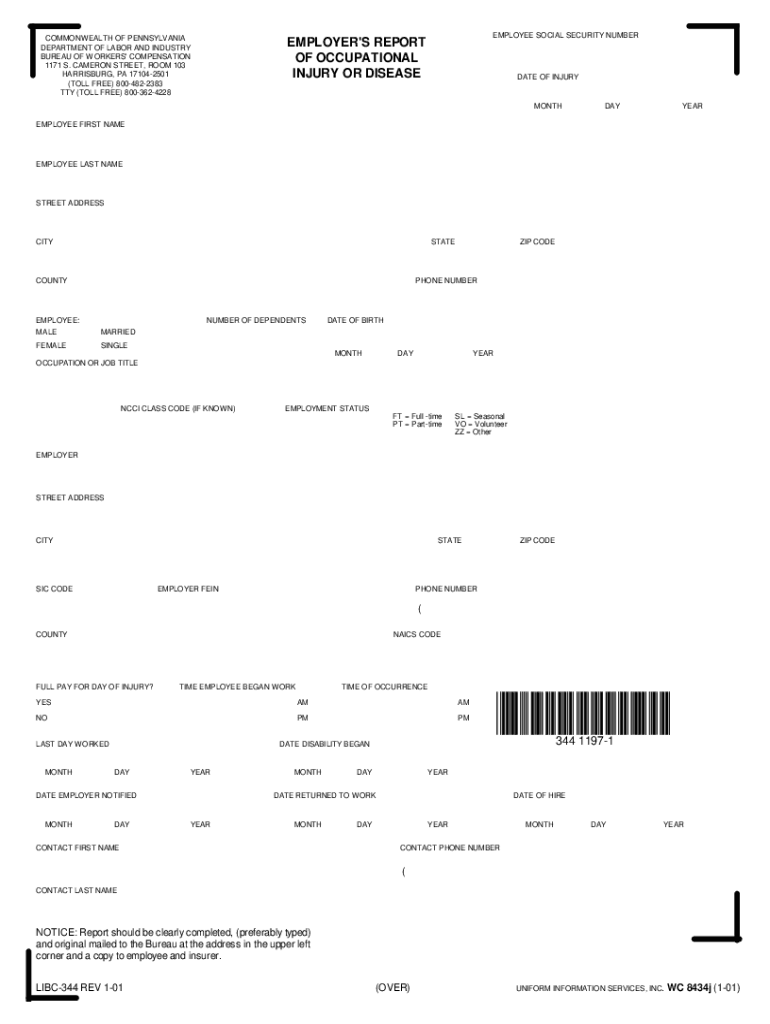 Fillable Online Form LIBC-344 First Report of Injury (FROI) Fax Email ...