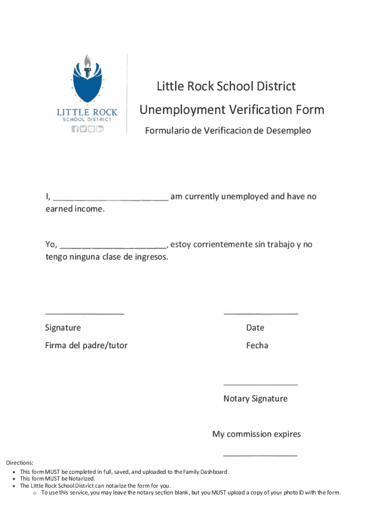 Fillable Online Little Rock School District Unemployment Verification ...