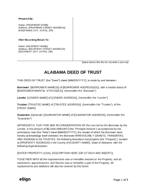 Alabama Deed of Trust Doc Template | pdfFiller