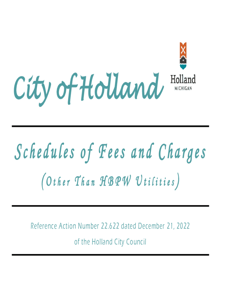 Fillable Online Schedules of Fees and Charges City of Holland Fax Email Print - pdfFiller