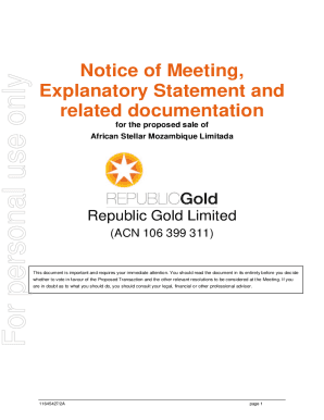 Fillable Online Notice of General Meeting and Explanatory Statement ...