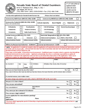 Fillable Online Apply for a License - Nevada State Board of Dental ...