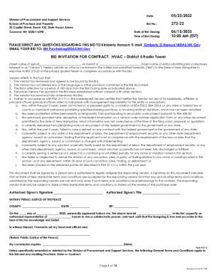 Fillable Online BID INVITATION FOR CONTRACT: HVAC District 5 Radio ...