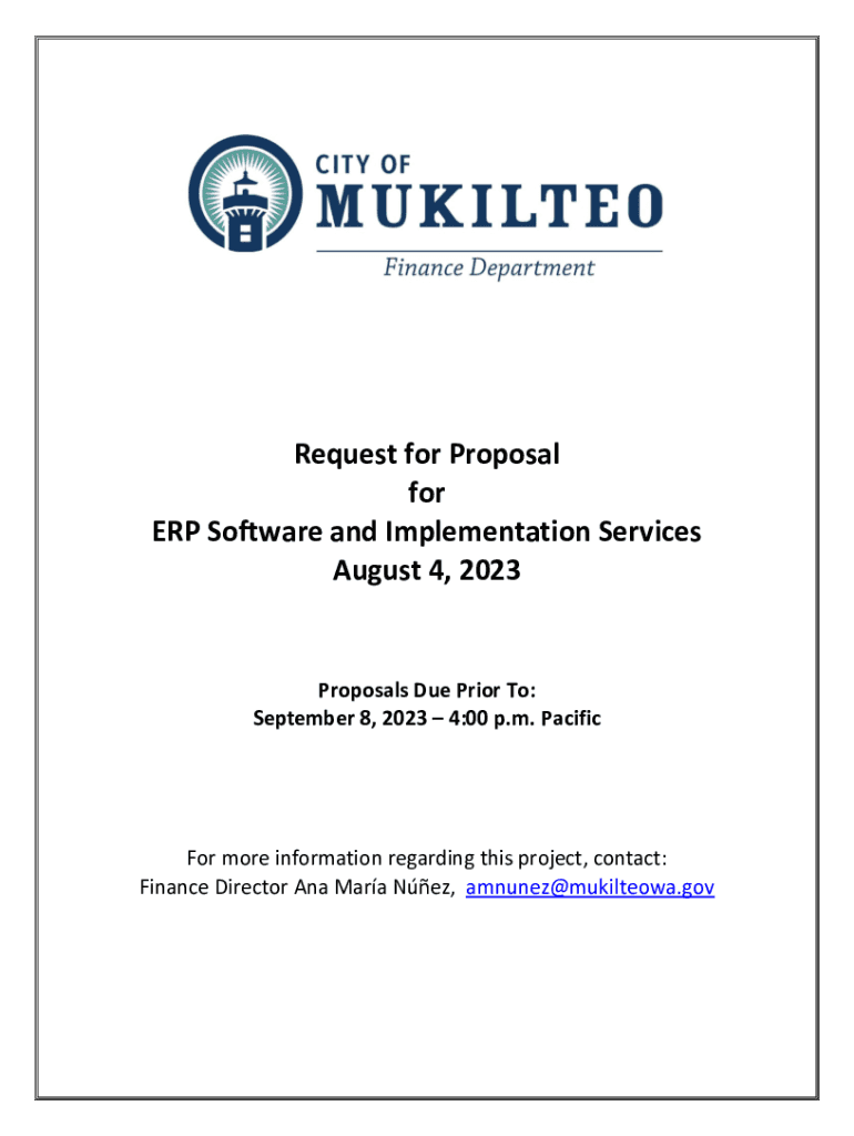 Fillable Online REQUEST FOR PROPOSALS - ERP Software and ... Fax Email ...