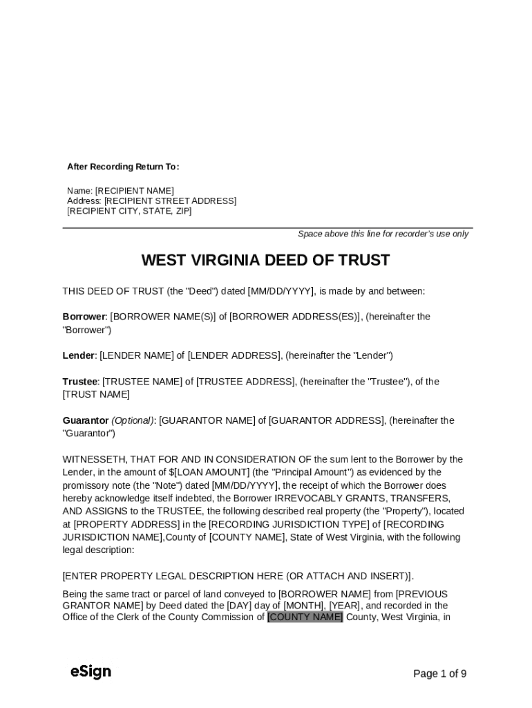 West Virginia Deed of Trust Doc Template | pdfFiller