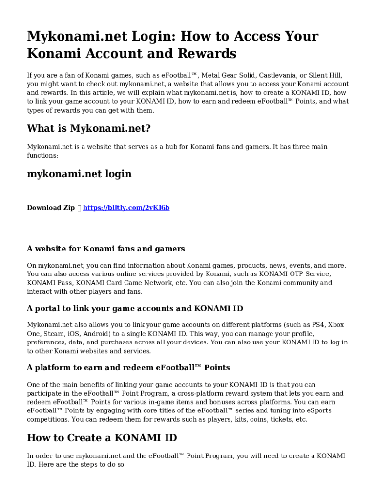 Fillable Online What You Need to Know About My KONAMI Login and OTP Service Fax Email Print ...