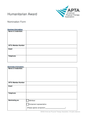 Fillable Online Humanitarian Award Guidelines and Nomination Form Fax ...