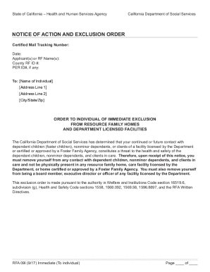 Fillable Online NOTICE OF ACTION AND EXCLUSION ORDER - cloudfront.net ...