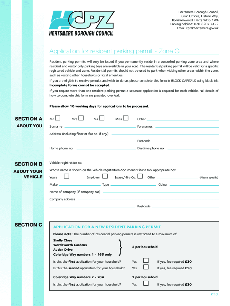 Fillable Online CPZ appl resident-zone G (03-21). CPZ appl resident ...