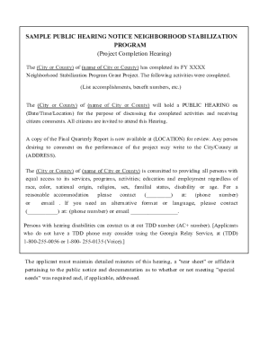 Completable En línea SAMPLE PUBLIC HEARING NOTICE NEIGHBORHOOD ... Fax ...