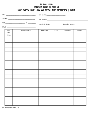 Fillable Online Log Sheet for Home, Lawn and Garden Soil Test Samples ...