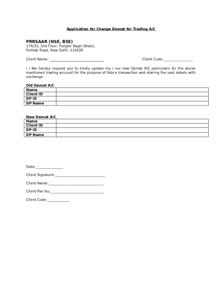 Change Demat Account Doc Template | pdfFiller