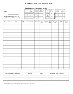 Fillable Online Baseball Game Pitch Log Fax Email Print - pdfFiller