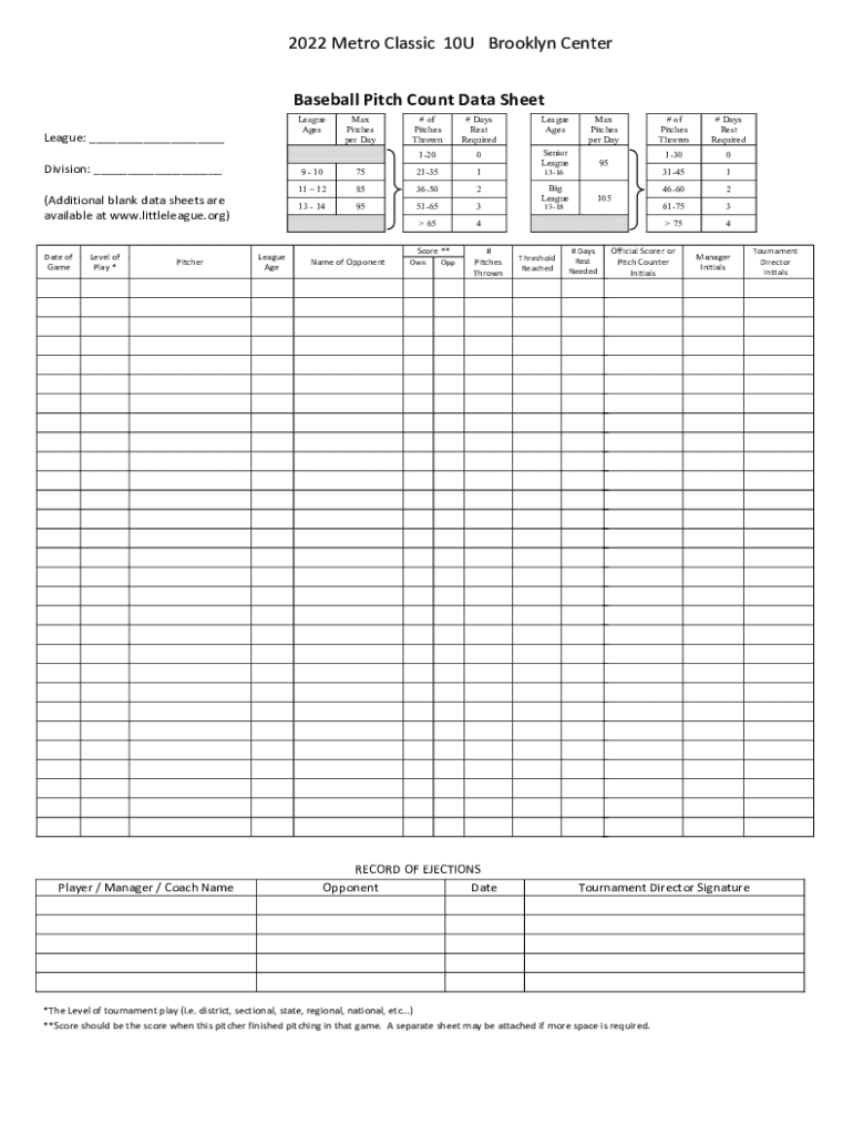 Fillable Online Baseball Game Pitch Log Fax Email Print - pdfFiller