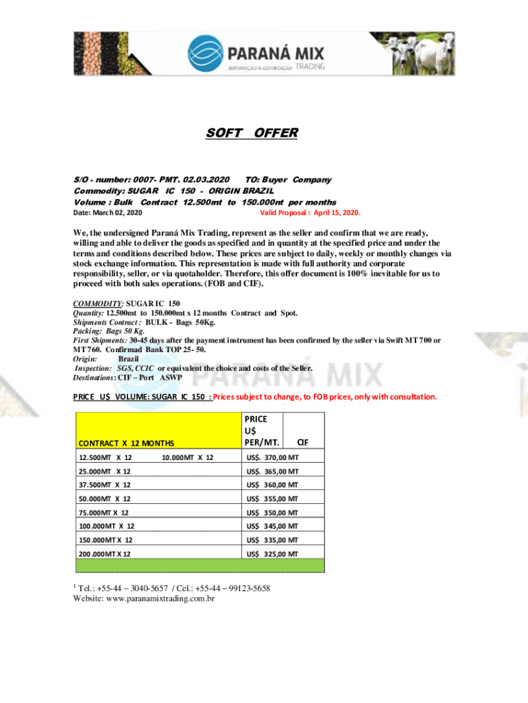 Fillable Online SOFT OFFER Fax Email Print - pdfFiller