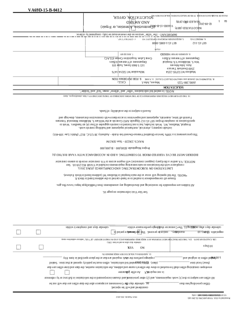 solicitation/contract 15 - VA Vendor Portal Doc Template | pdfFiller