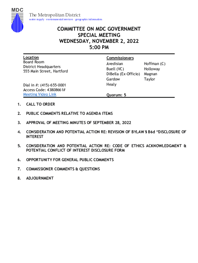 Fillable Online COMMITTEE ON MDC GOVERNMENT Fax Email Print - pdfFiller