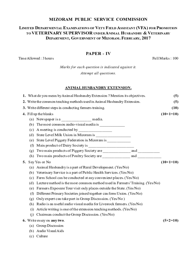 Fillable Online mpsc mizoram gov republic of india state of mizoram ...