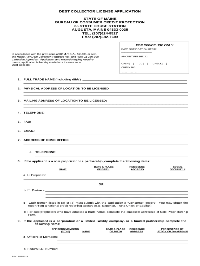 How to Get a Maine Collection Agency License Doc Template | pdfFiller